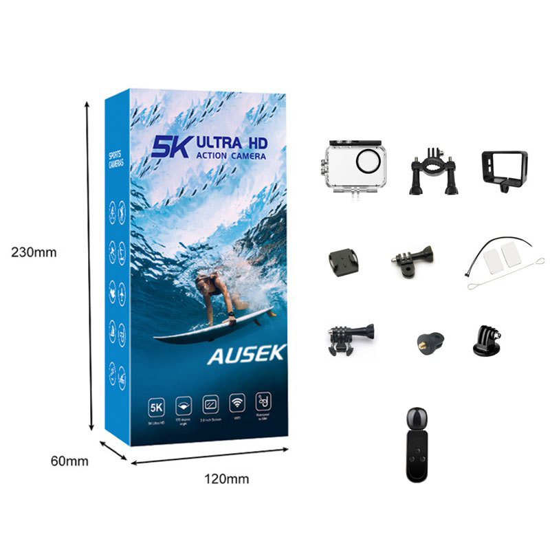 Orig AUSEK M40TRW Action Camera 5K 30fps Ultra HD Touch Screen AT-M40TRW Night Vision EIS Sport ...