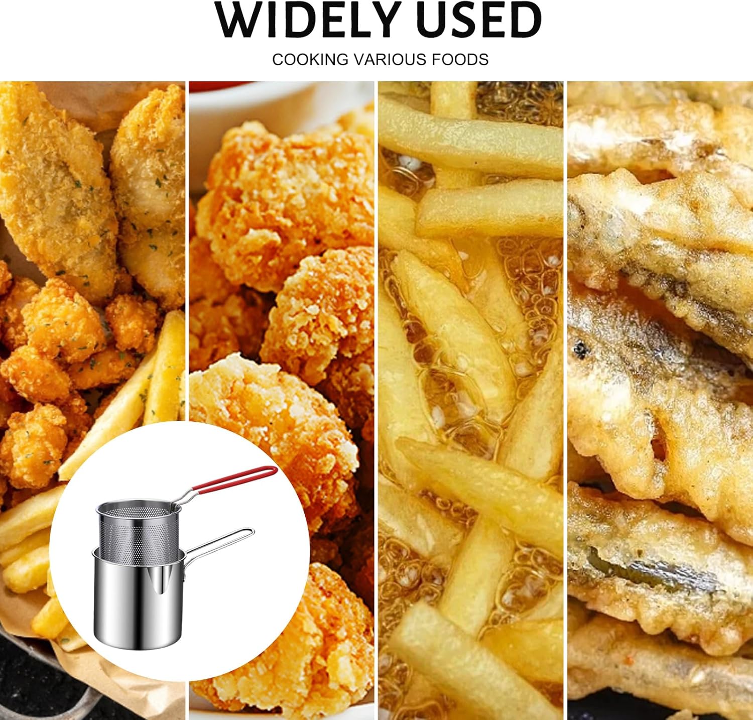 【316 STAINLESS STEEL】Christmas MSW Multi frying pot with strainer mini ...