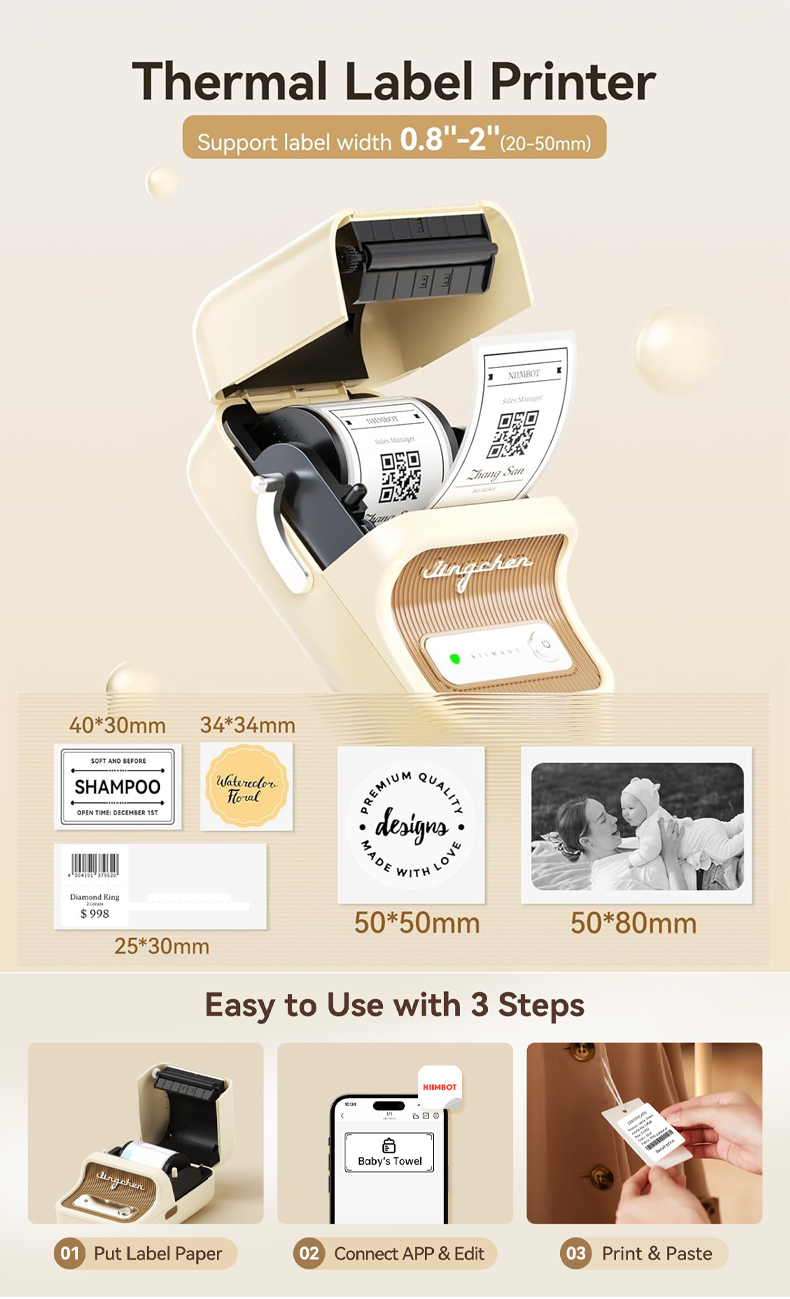 NIIMBOT B21 Barcode Label Printer Portable Bluetooth Thermal Mini Label Maker Printer Apply to ...