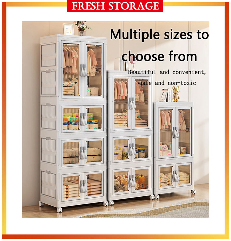 Folding Type Kids Storage Cabinet Kabinet Penyimpanan Wardrobe Bedroom ...