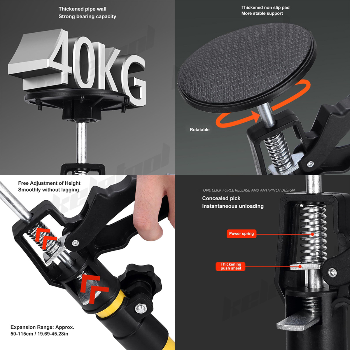 115-290cm Telescopic Support Rod Lifter Tile Height Adjuster Elevator ...