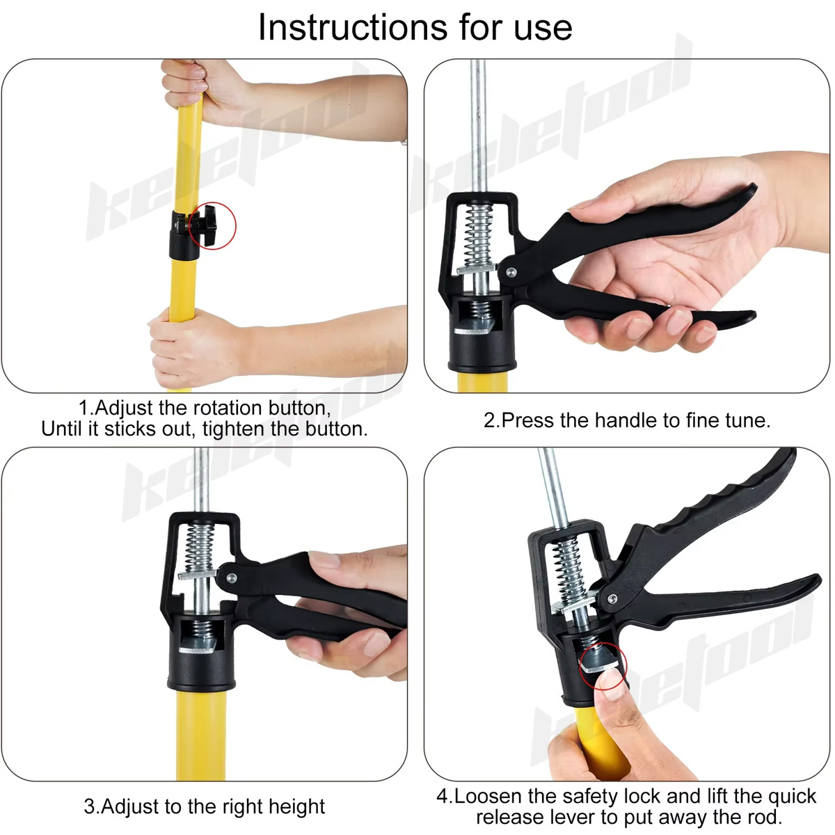 115-290cm Telescopic Support Rod Lifter Tile Height Adjuster Elevator ...
