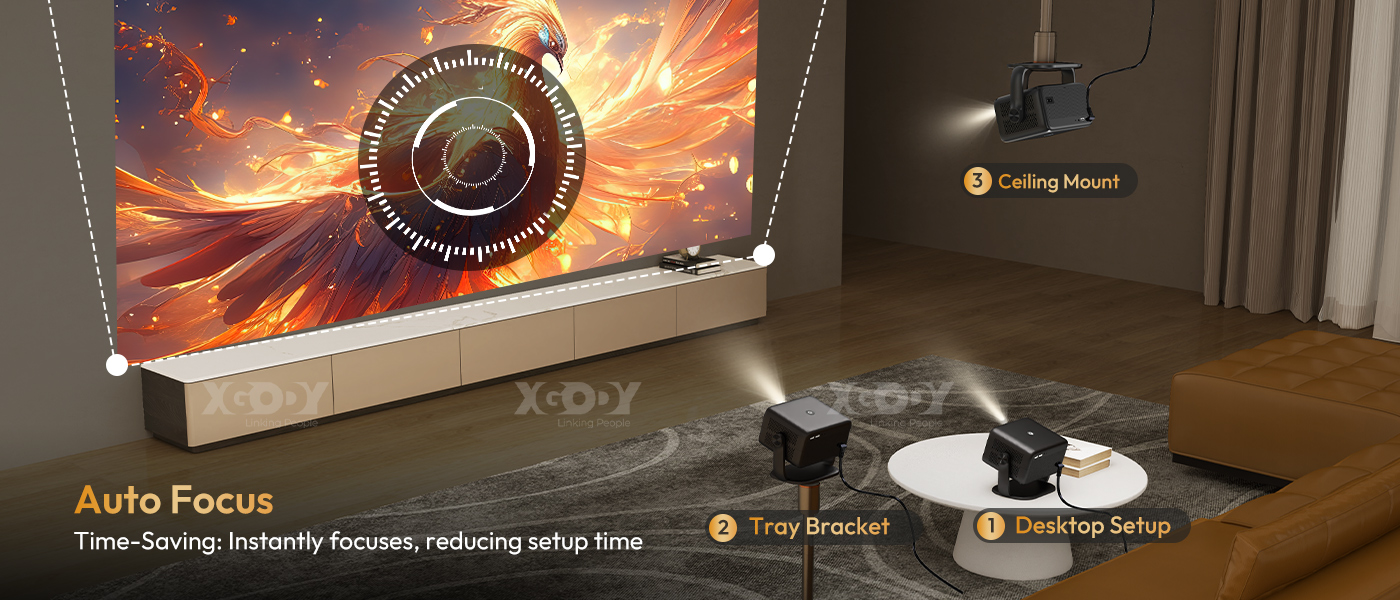 【High-End Projector】XGODY A6 Native 1080P Smart Portable Projector ...