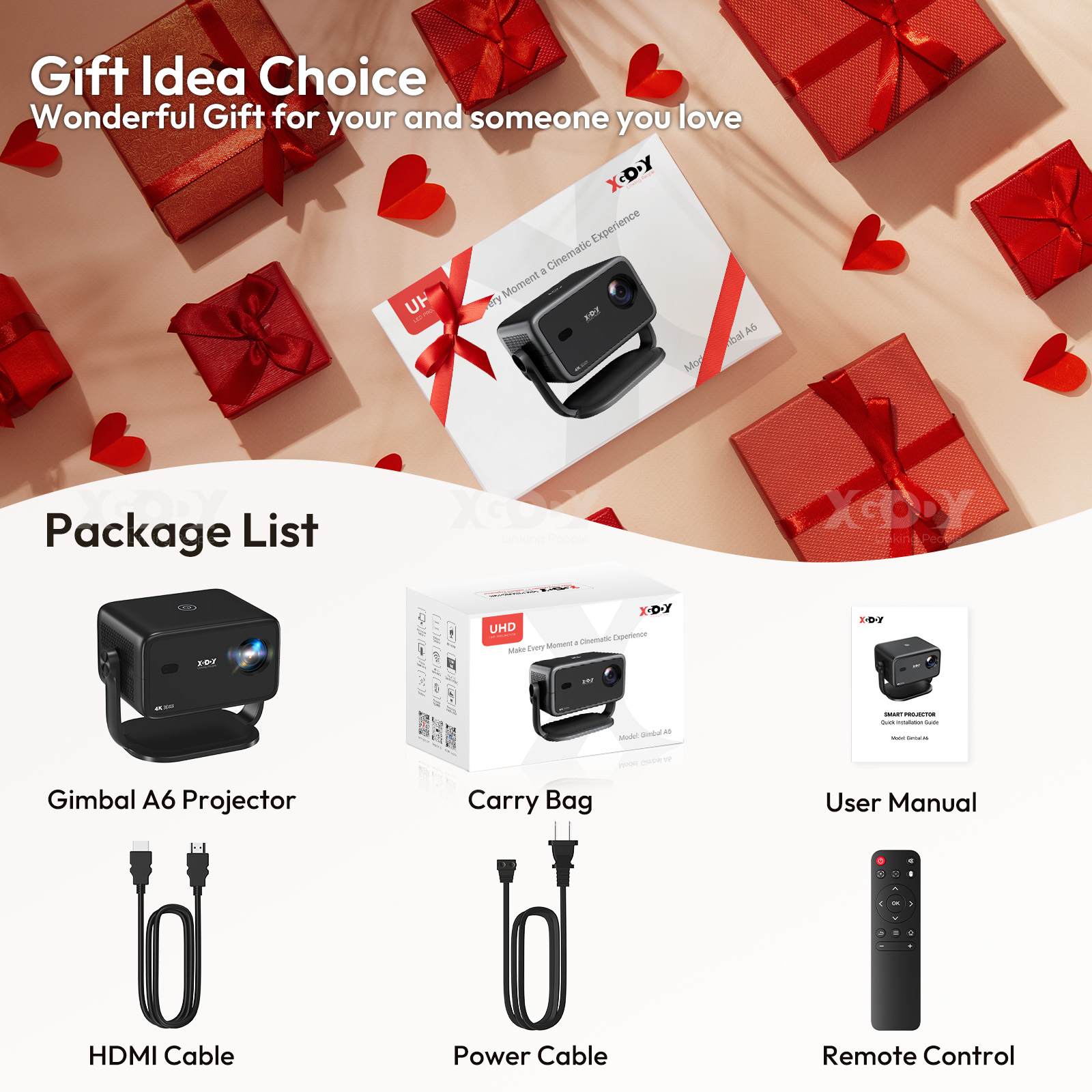 【High-End Projector】XGODY A6 Native 1080P Smart Portable Projector ...