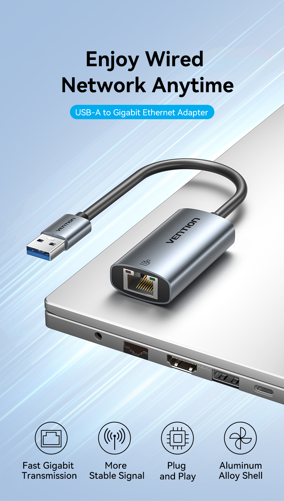 Vention USB 3.0 to Lan Gigabit Adapter 1000Mbps USB Network Card to ...