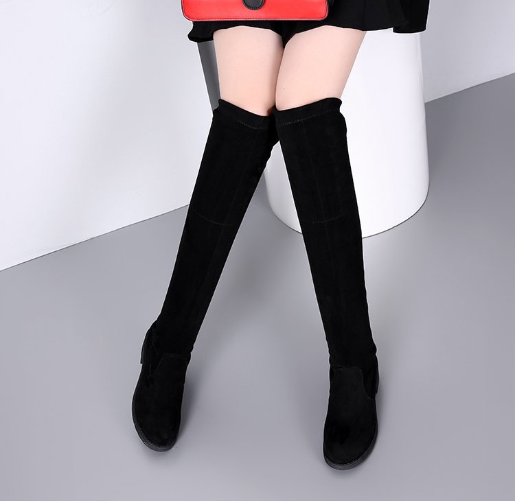 Size 35-42 Long boots over the knee, women's suede flat bottomed ...