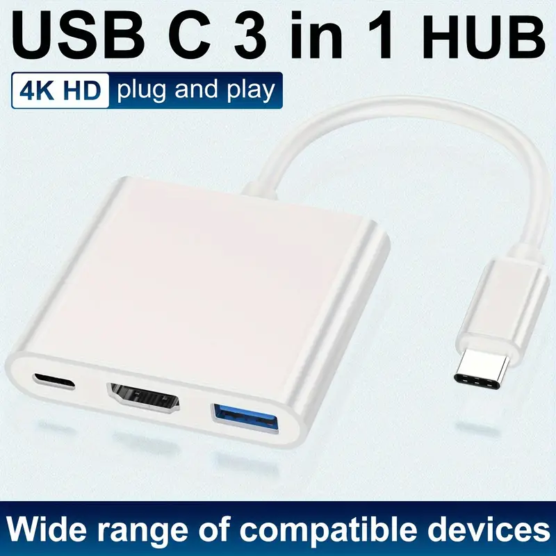 USB C to HDMI Adapter Type c OTG 3 in 1 4k PD Fast Charging USB Hub for PC Laptop | Shopee Malaysia