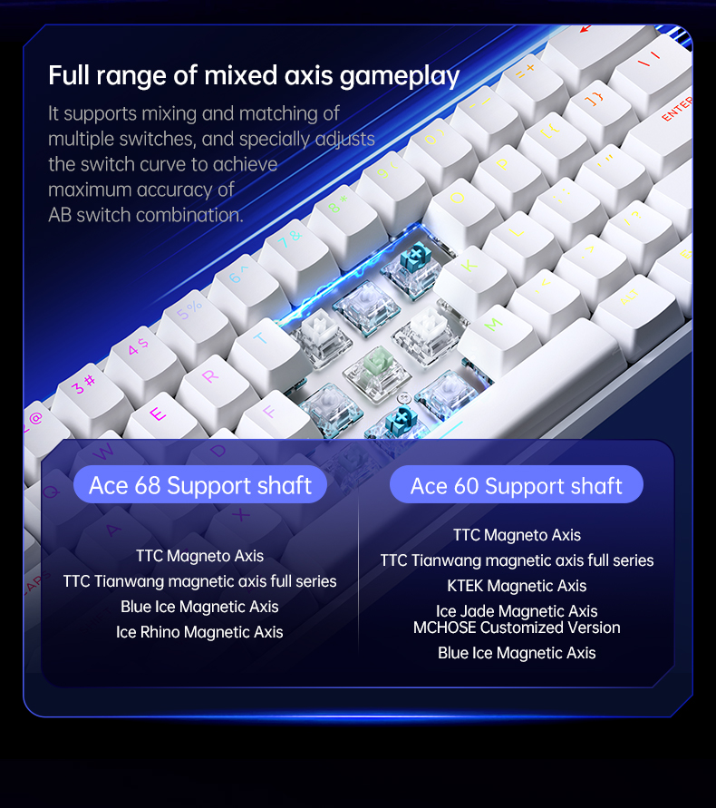 MCHOSE ACE68 Magnetic Switch RGB Gaming Keyboard Wired Rapid Trigger 8K ...