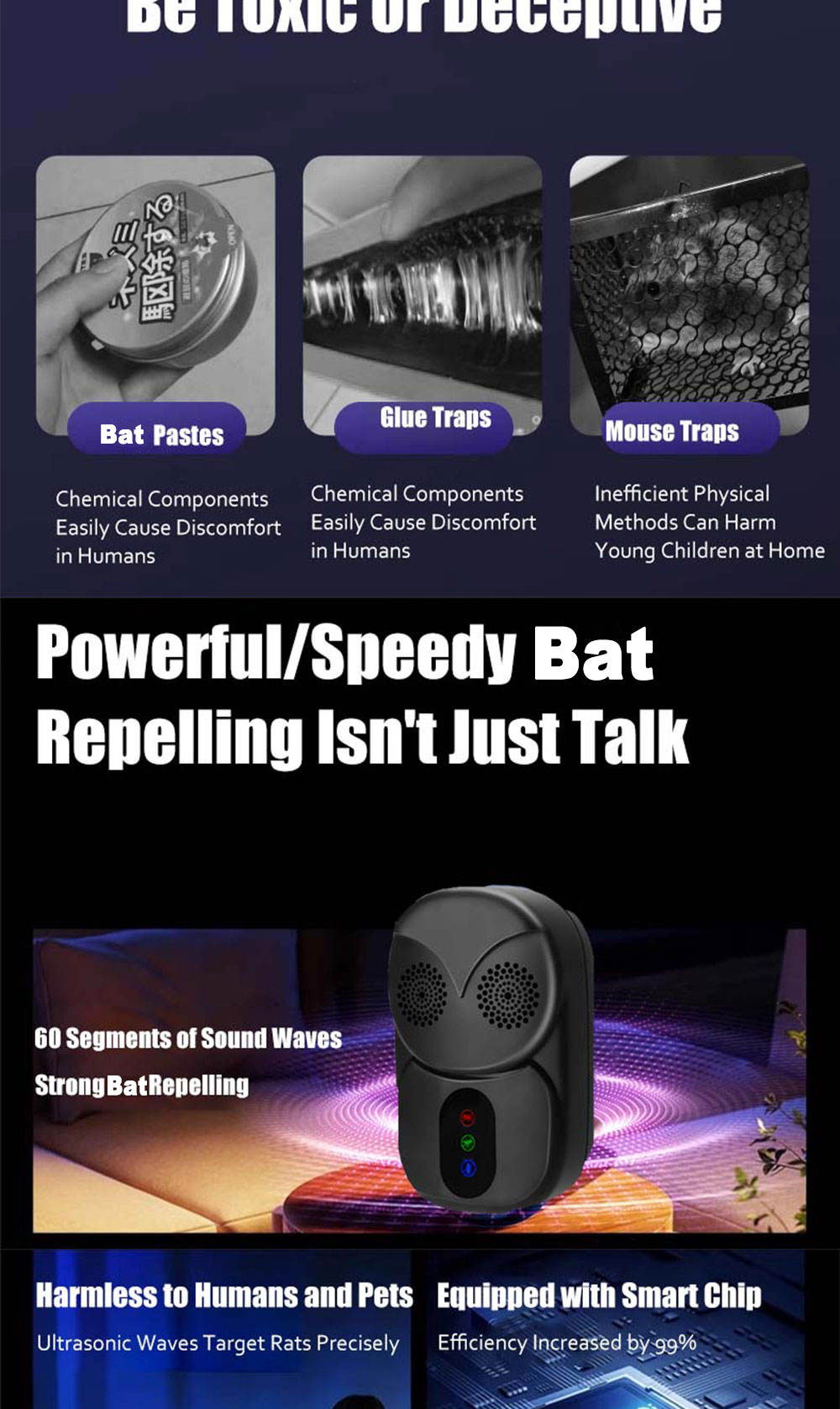 【All Bats Stay Away！】50 years without bats ultrasonic bat repeller 720 ...