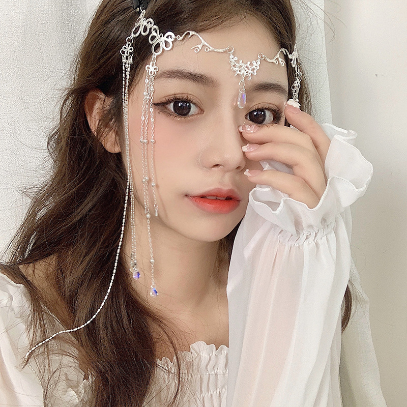 Crystal Forehead Chain Ethereal Design Bohemian Tassel Hair Accessory ...