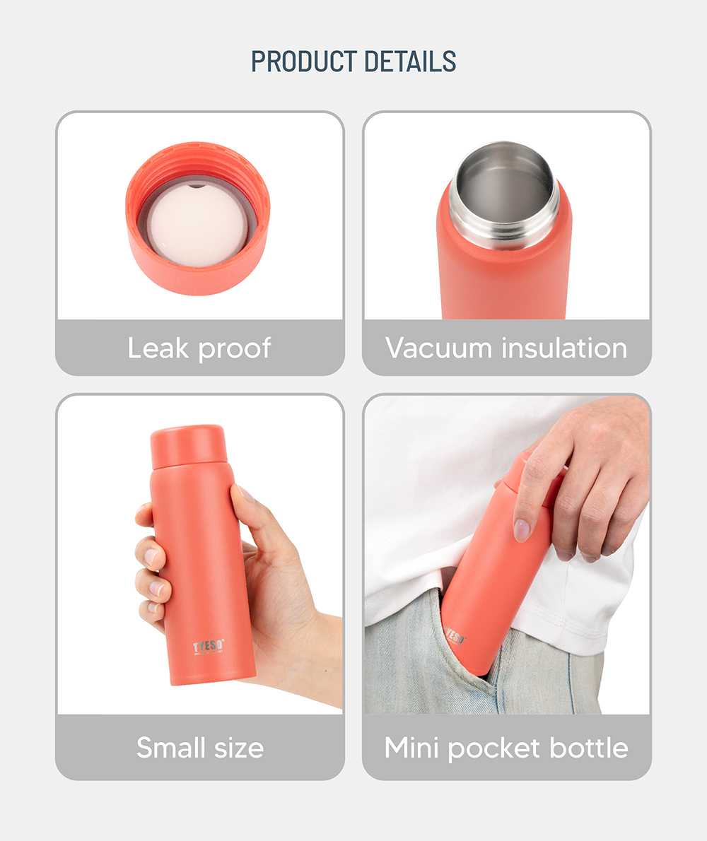 Tyeso Mini pocket Bottle Double Stainless Steel 150ml/200ml TS-8715B/TS ...