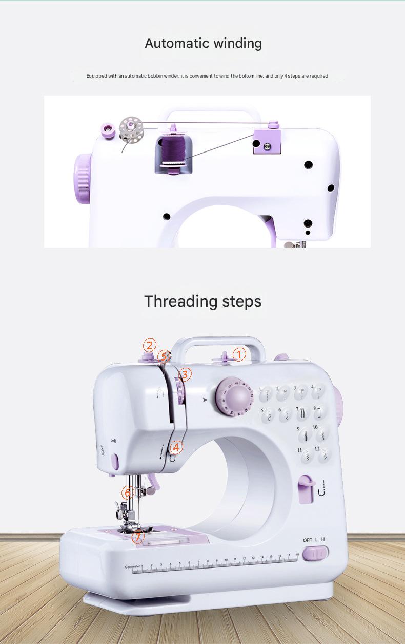 Mini Manual Sewing Machine Portable Domestic Multifunctional 12-Stitch ...