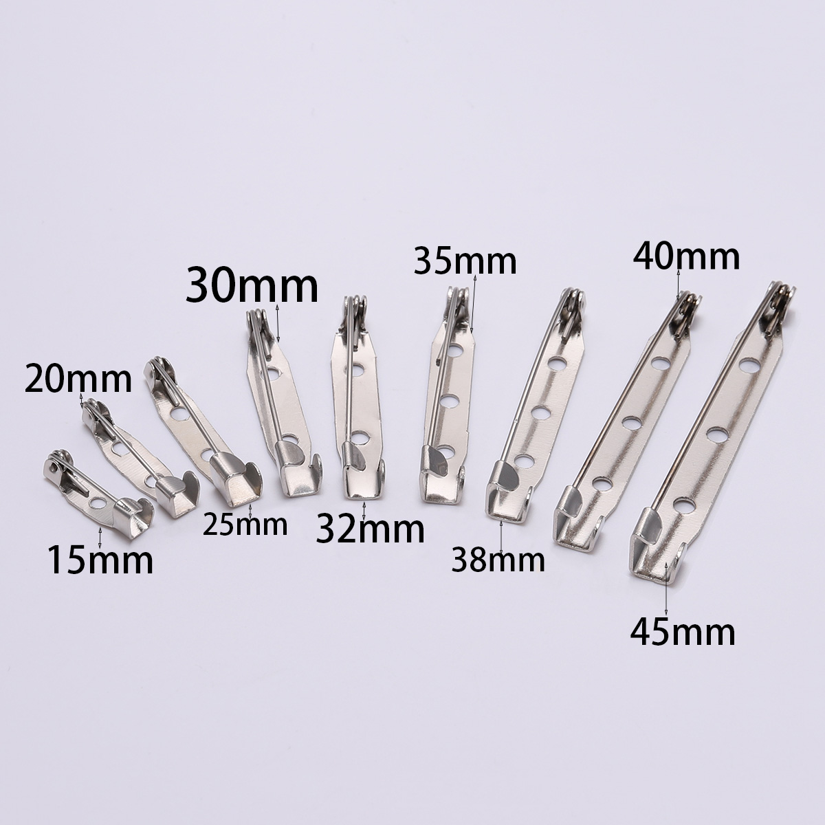 50pcs Brooch Blank Base Pins - Black, Silver, One-Word Clip for DIY ...