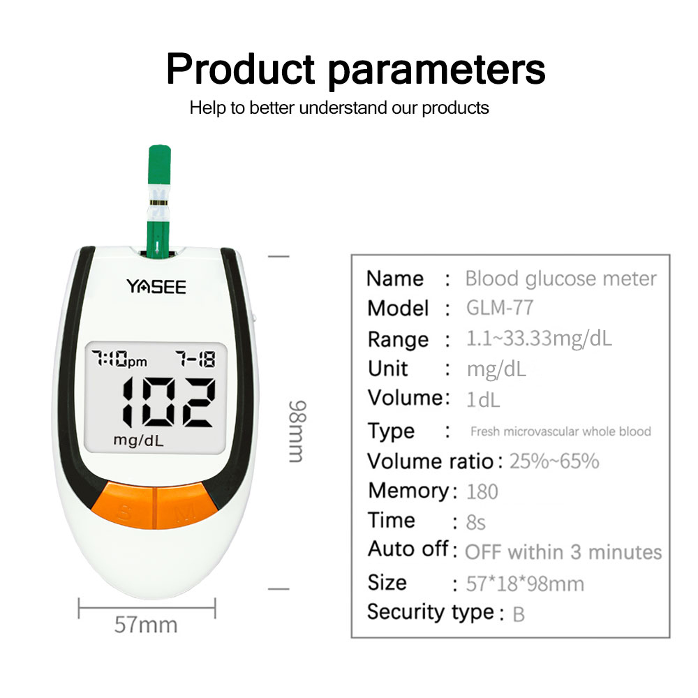 YASEE GLM-77 Blood Glucose Meter with Pen Blood Suger Meter Test ...