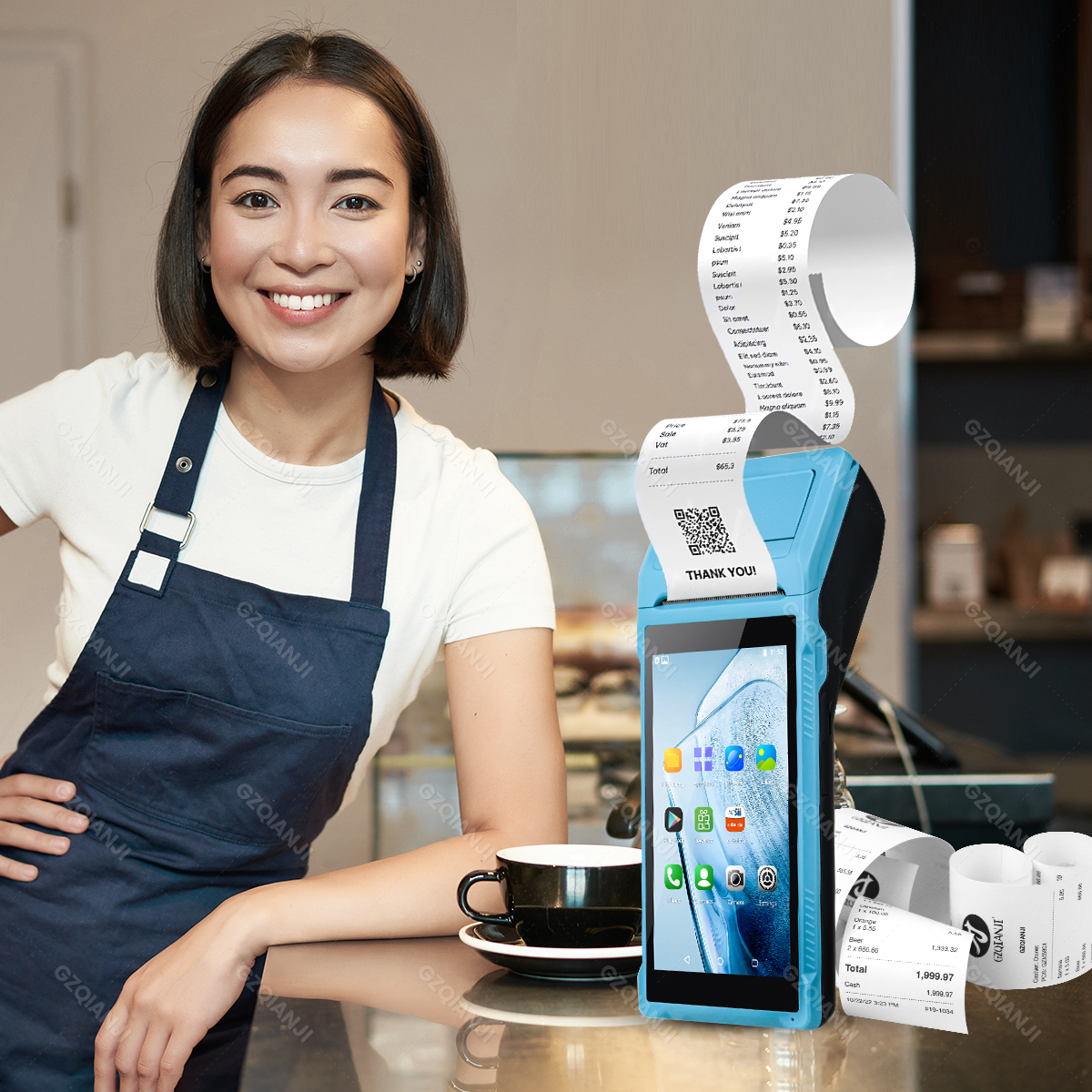 PDA POS Android 8.1 Built-in 58mm Receipt Printer Support SRS App ...