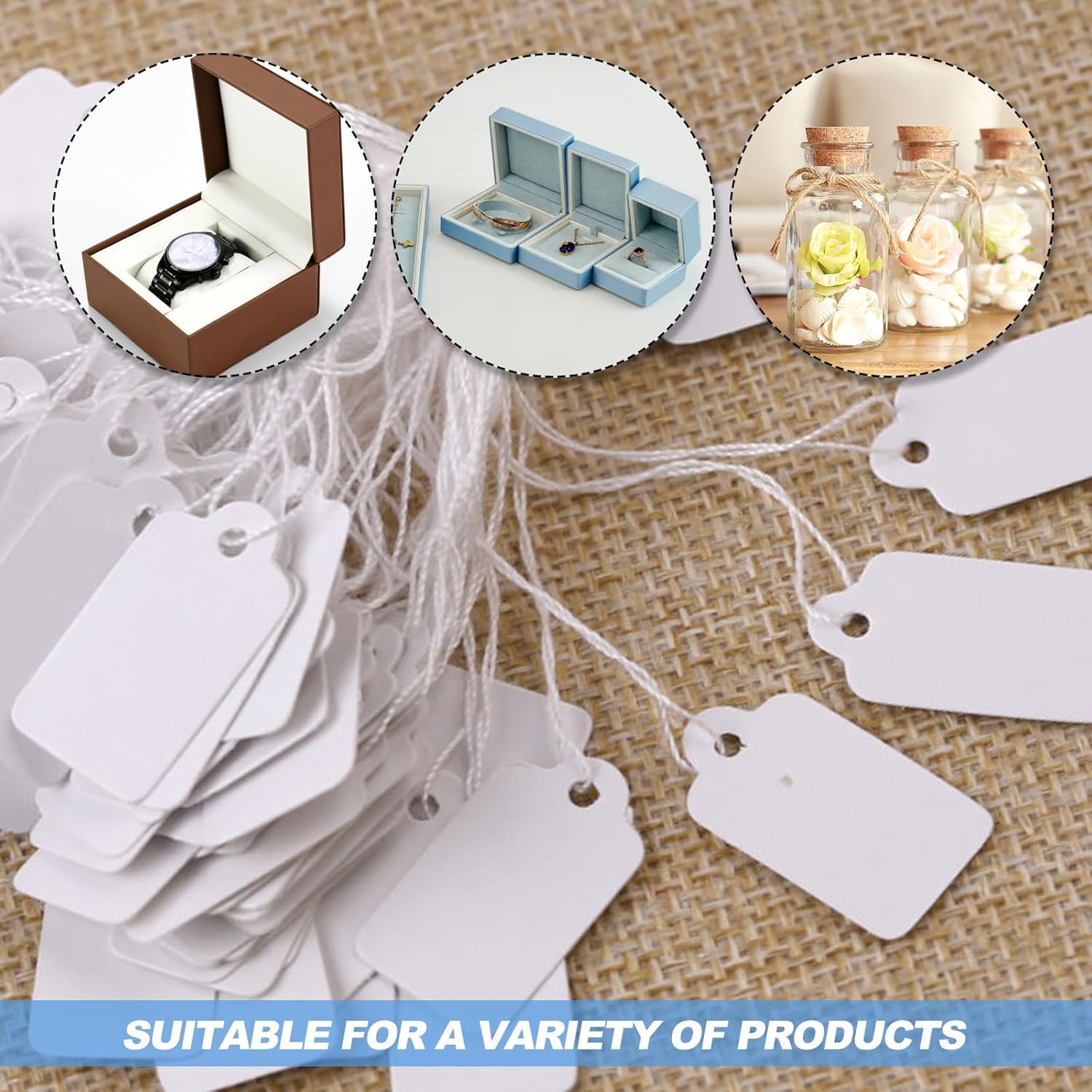 100Pcs/500pcs Price Label Tags String Tie Watch Jewelry Display ...