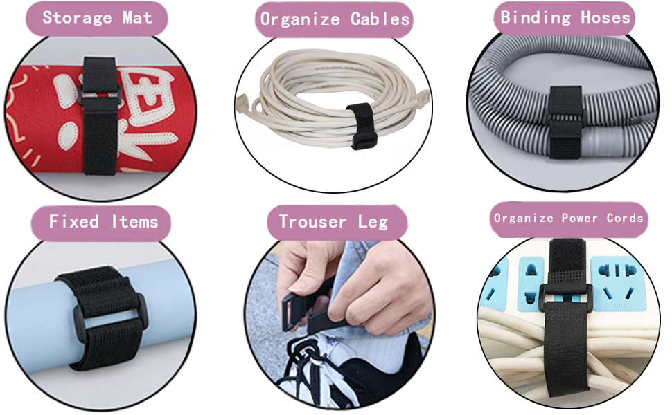 30Pack Fastening Hook and Loop Cable Straps, Black Self-Adhesive Cable ...