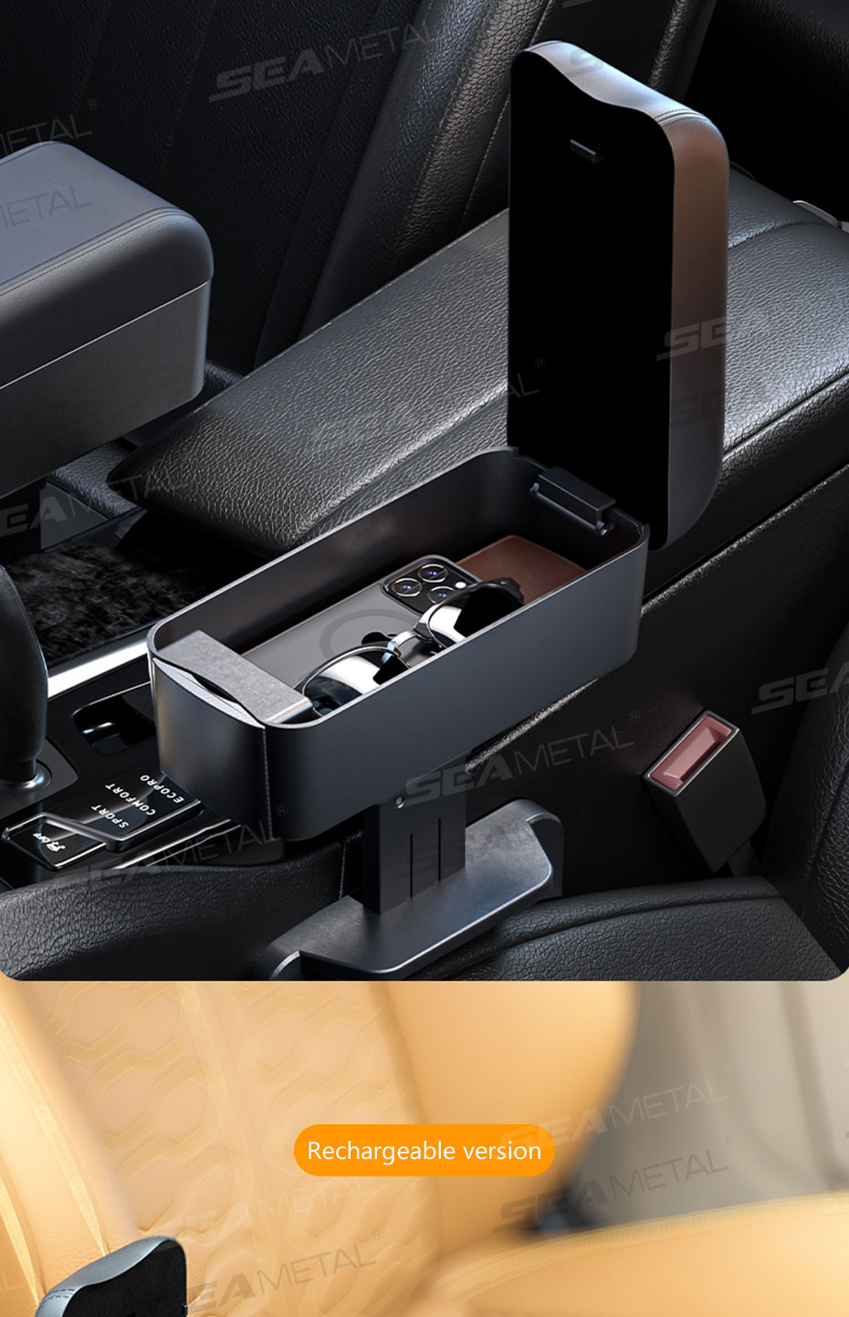 SEAMETAL Car Armrest Box Elbow Support Adjustable Car Center Console ...