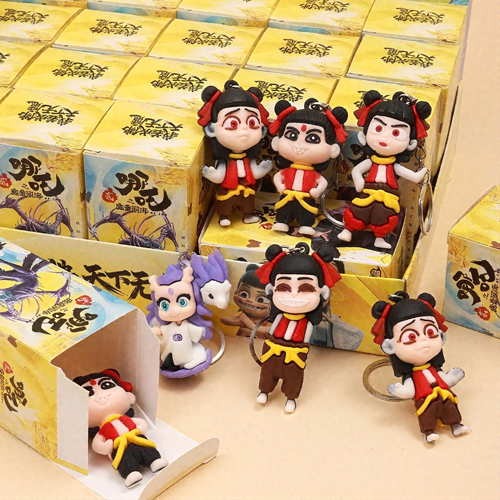 24 Nezha blind box keychain Ao Bing figure keyring beg sekolah pendant ...