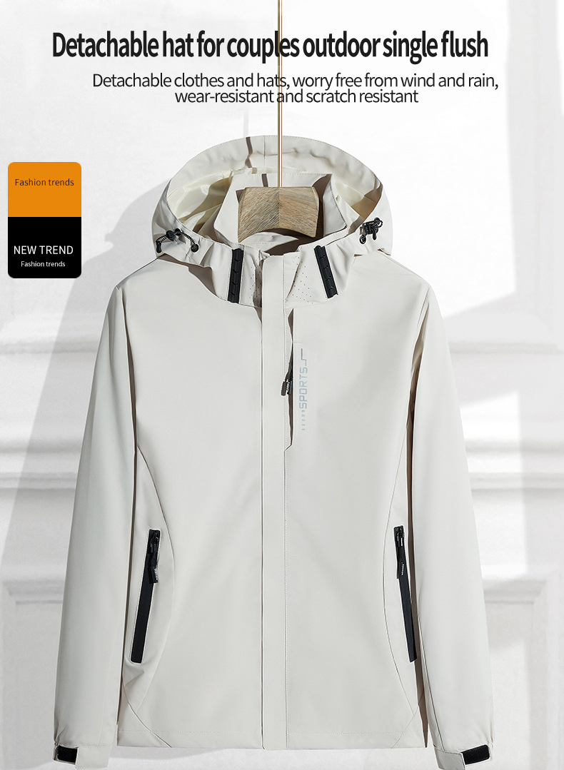 [WATERPROOF] Hoodie Boleh Tanggal Topi Water-Resistant Windbreaker ...