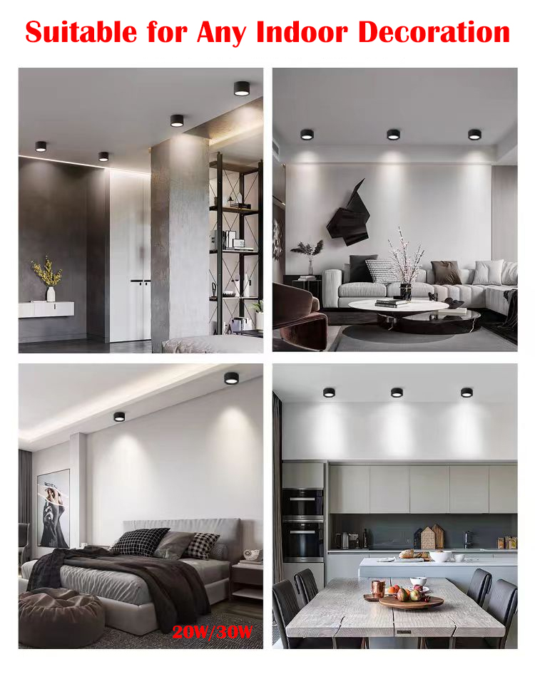 Lampu Surface Downlight Tri-color Led Pin Light Ceiling Lights 20W 30W ...