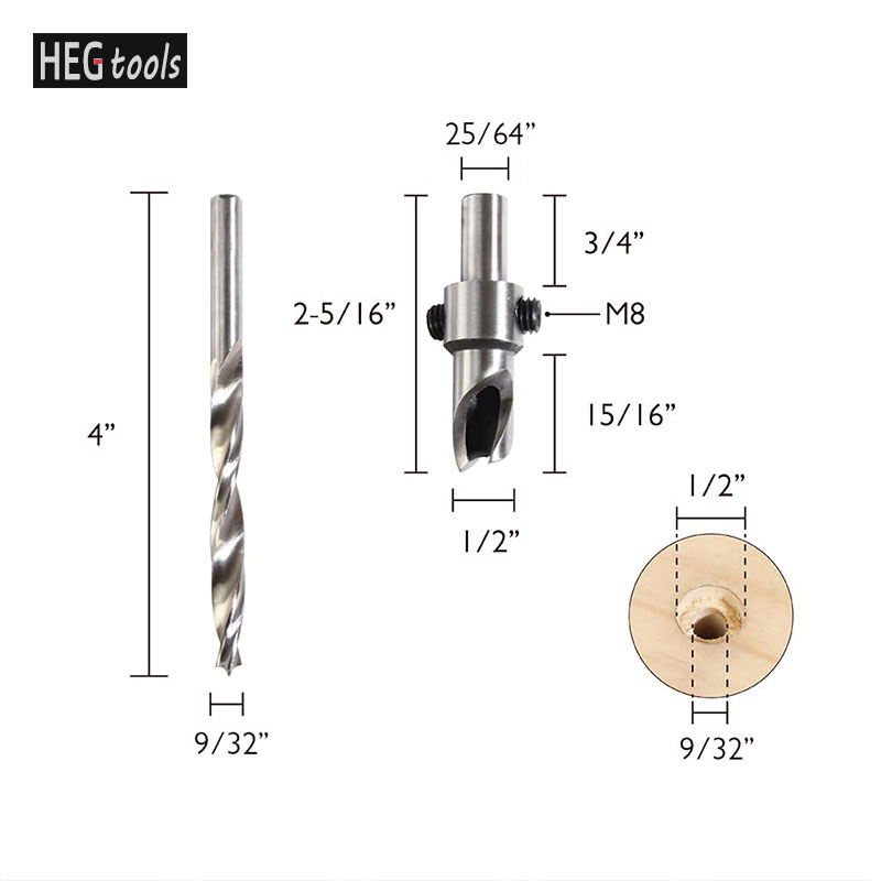 Counterbore Drill for Screws, Flat Countersink Drill bit, Stepped Drill ...