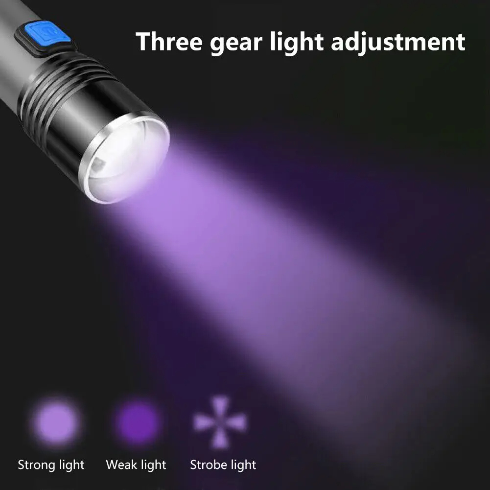 365nm UV Flashlight Zoomable Blacklight Ultraviolet Flashlight for Pet ...