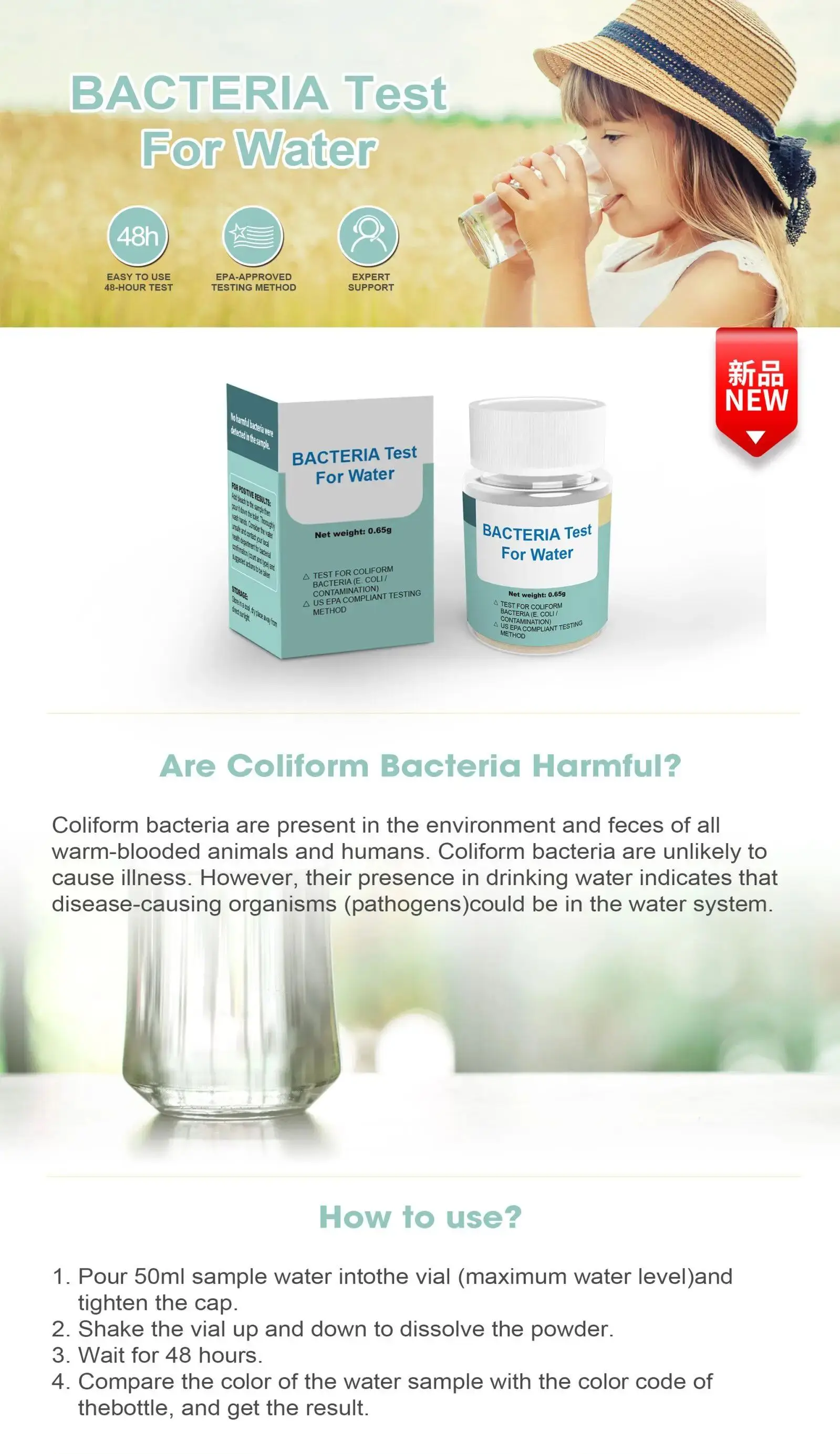 Bacteria test Kit For Drinking Water Bacteria In Water One Step test ...