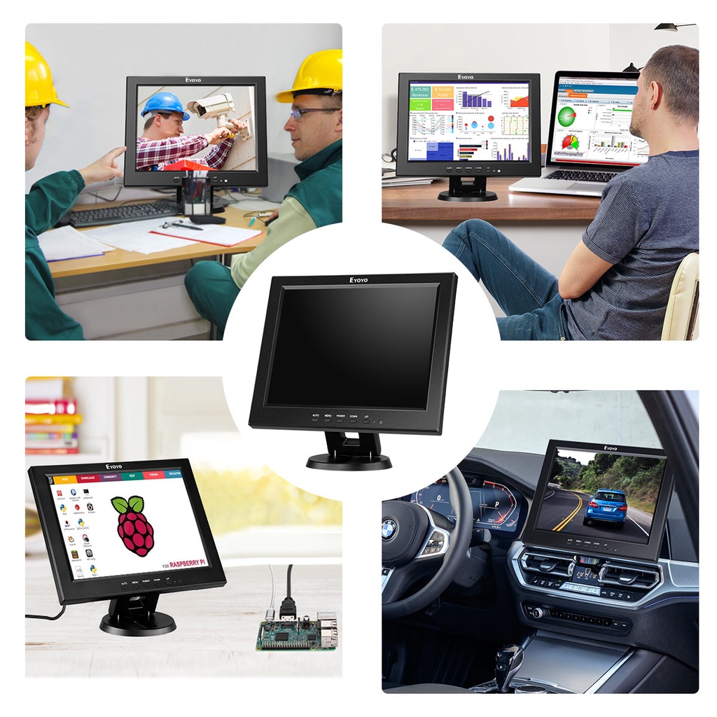Eyoyo 12 Inch HDMI Monitor with BNC VGA AV HDMI Input 800x600 Portable ...
