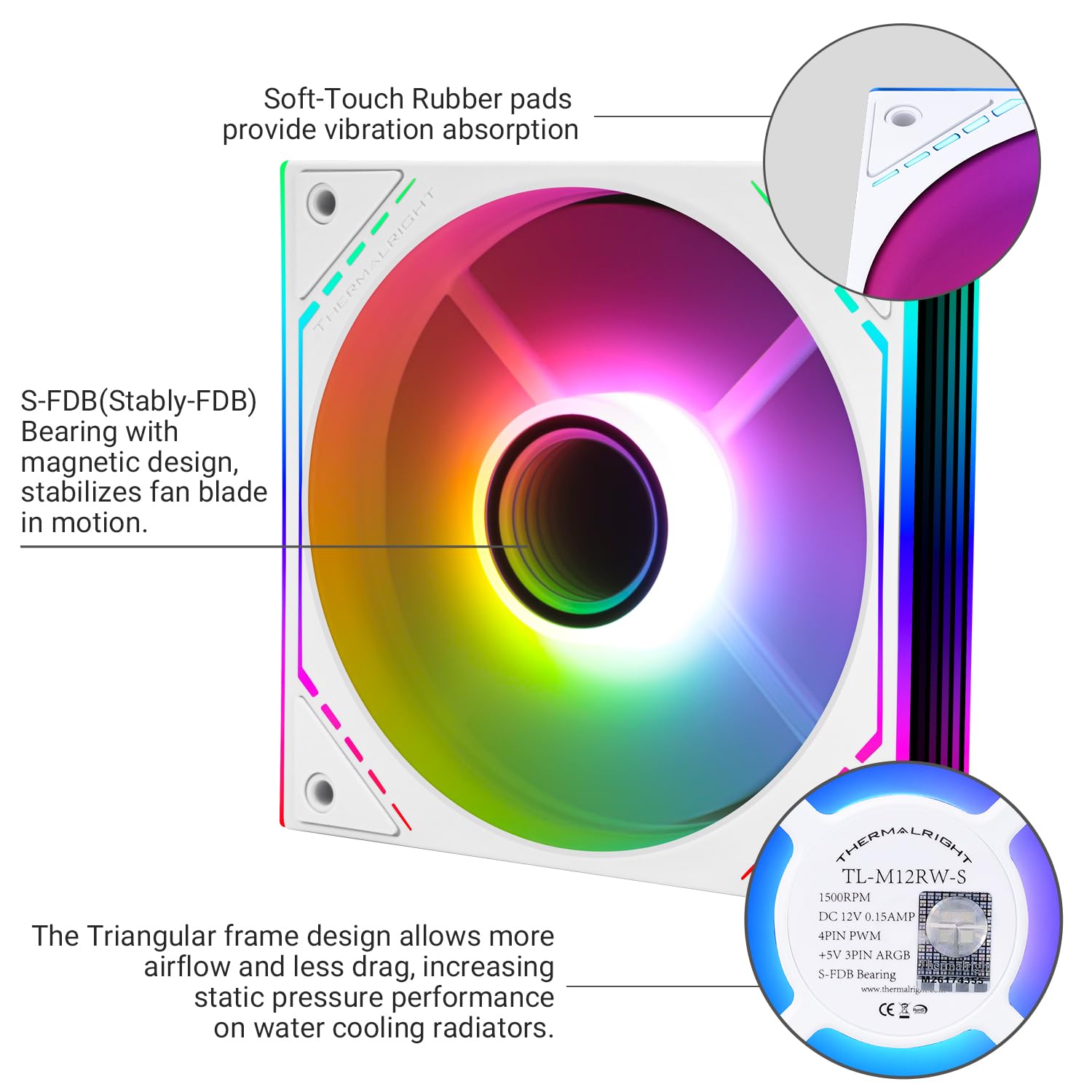 Thermalright TL-M12RW Reverse fan ARGB Case Fan 120mm with ARGB Mirror ...