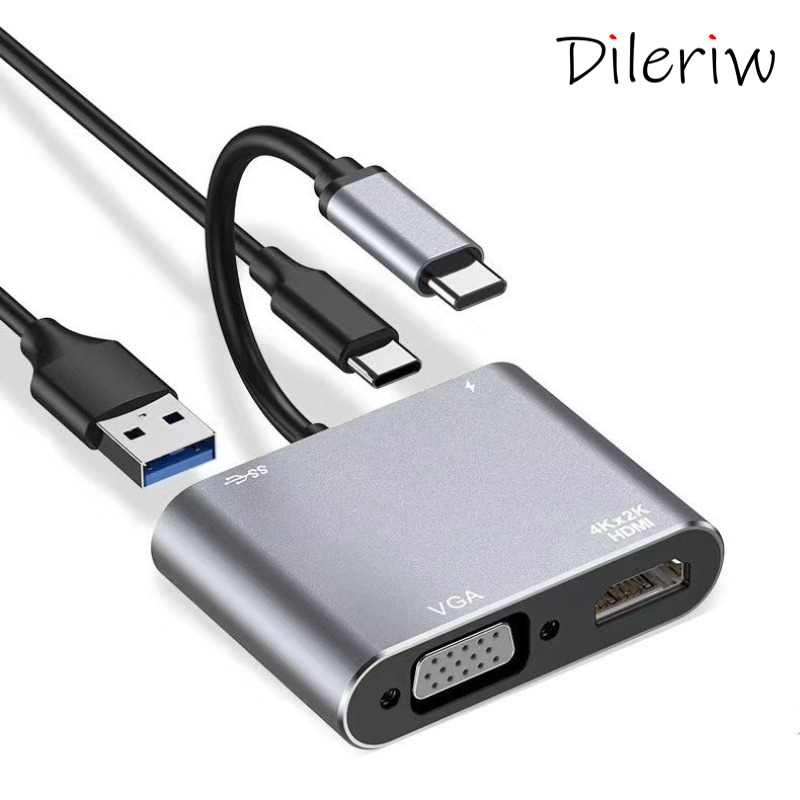 USB Port HUB Type C To PD VGA HDMI Adapter 4 in 1 Docking Station ...