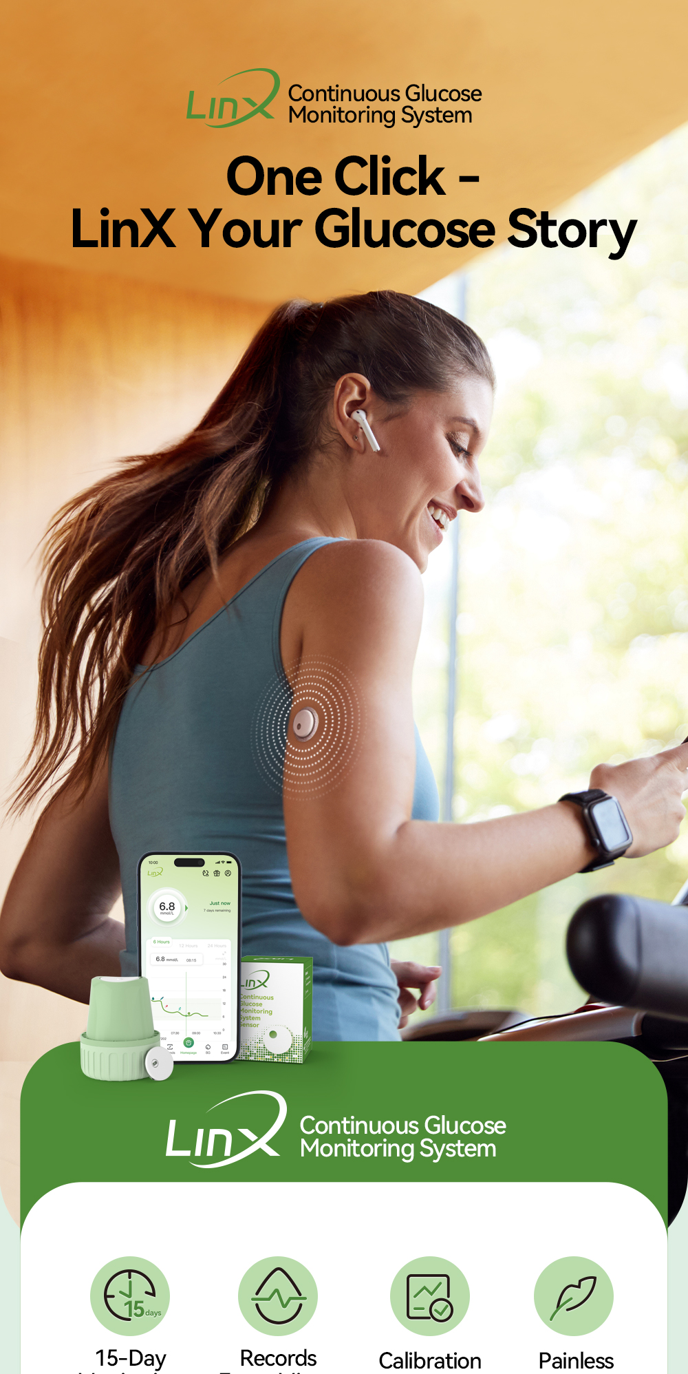 【MDA】Microtech LinX CGM 6pcs set Continuous Glucose Monitoring for ...