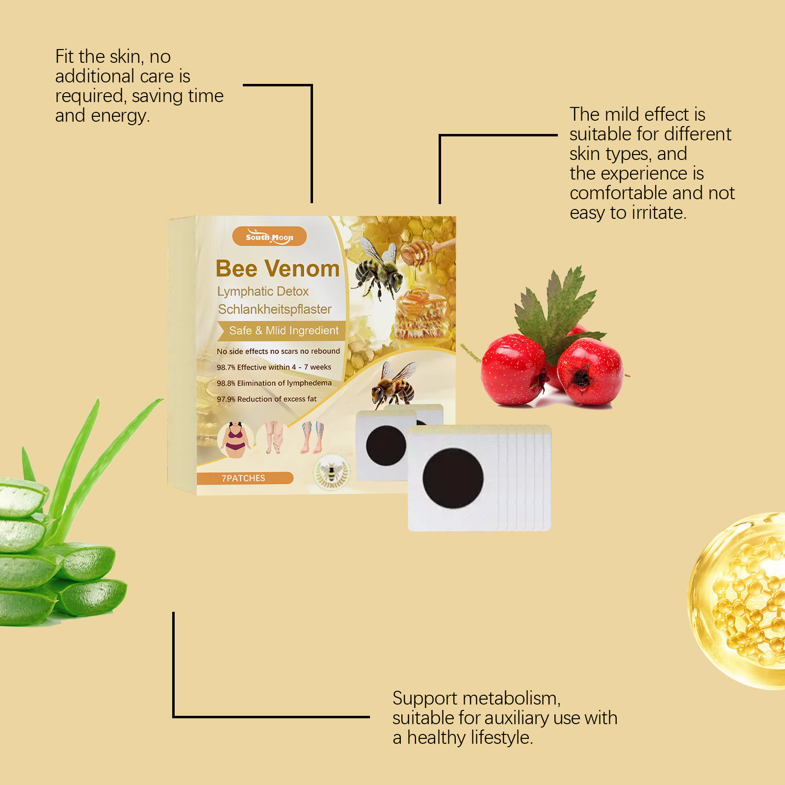 Bee Venom Slimming Patch Detox Accelerate Fat Burning Tighten Skin ...