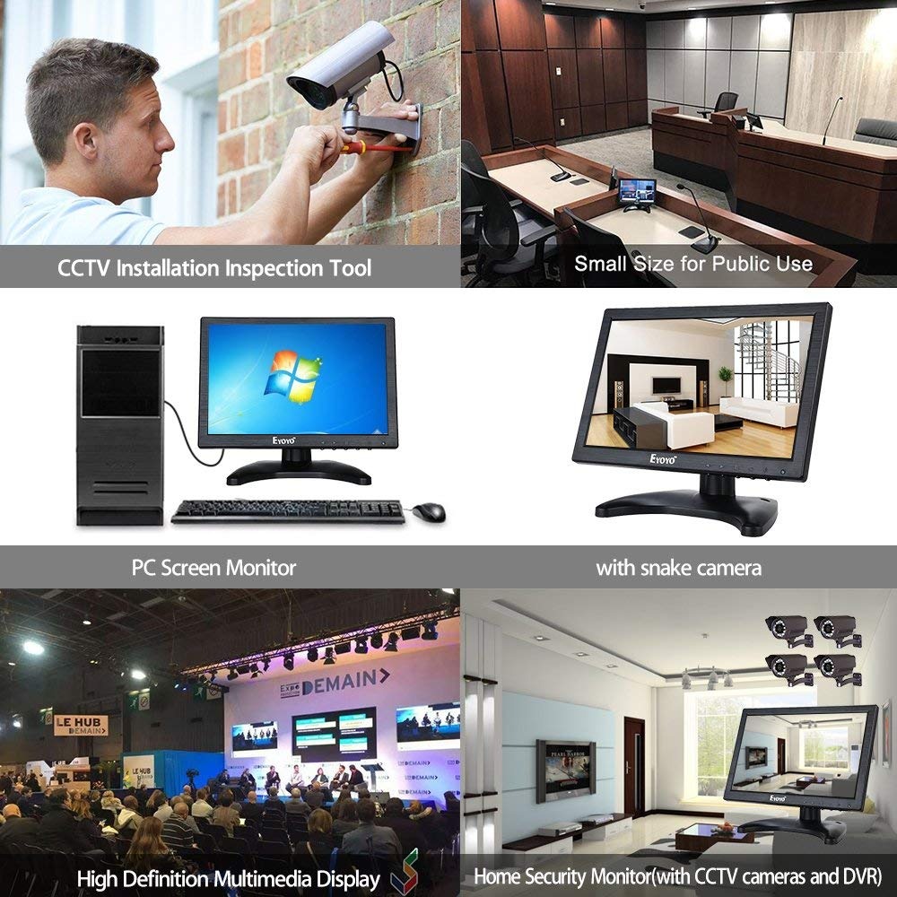Eyoyo 10 Inch IPS LCD Monitor, 1280x800 Portable PC Computer Monitor ...