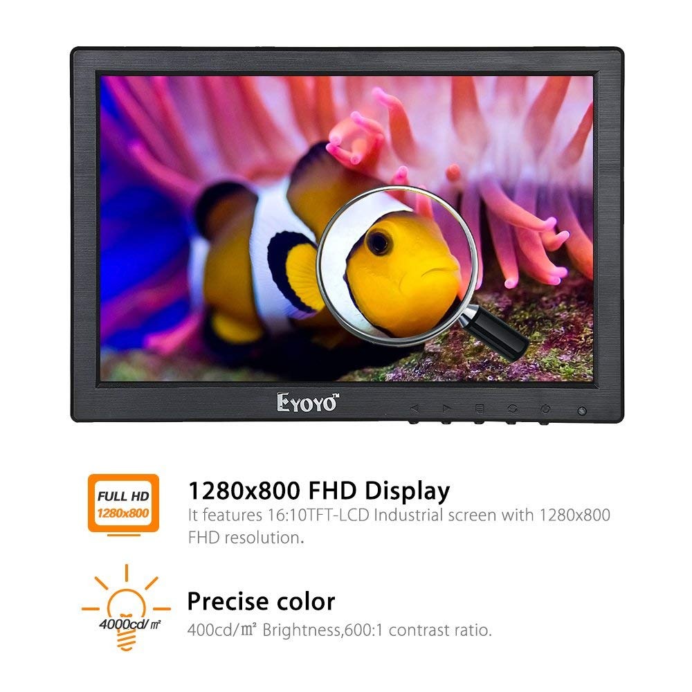 Eyoyo 10 Inch IPS LCD Monitor, 1280x800 Portable PC Computer Monitor ...