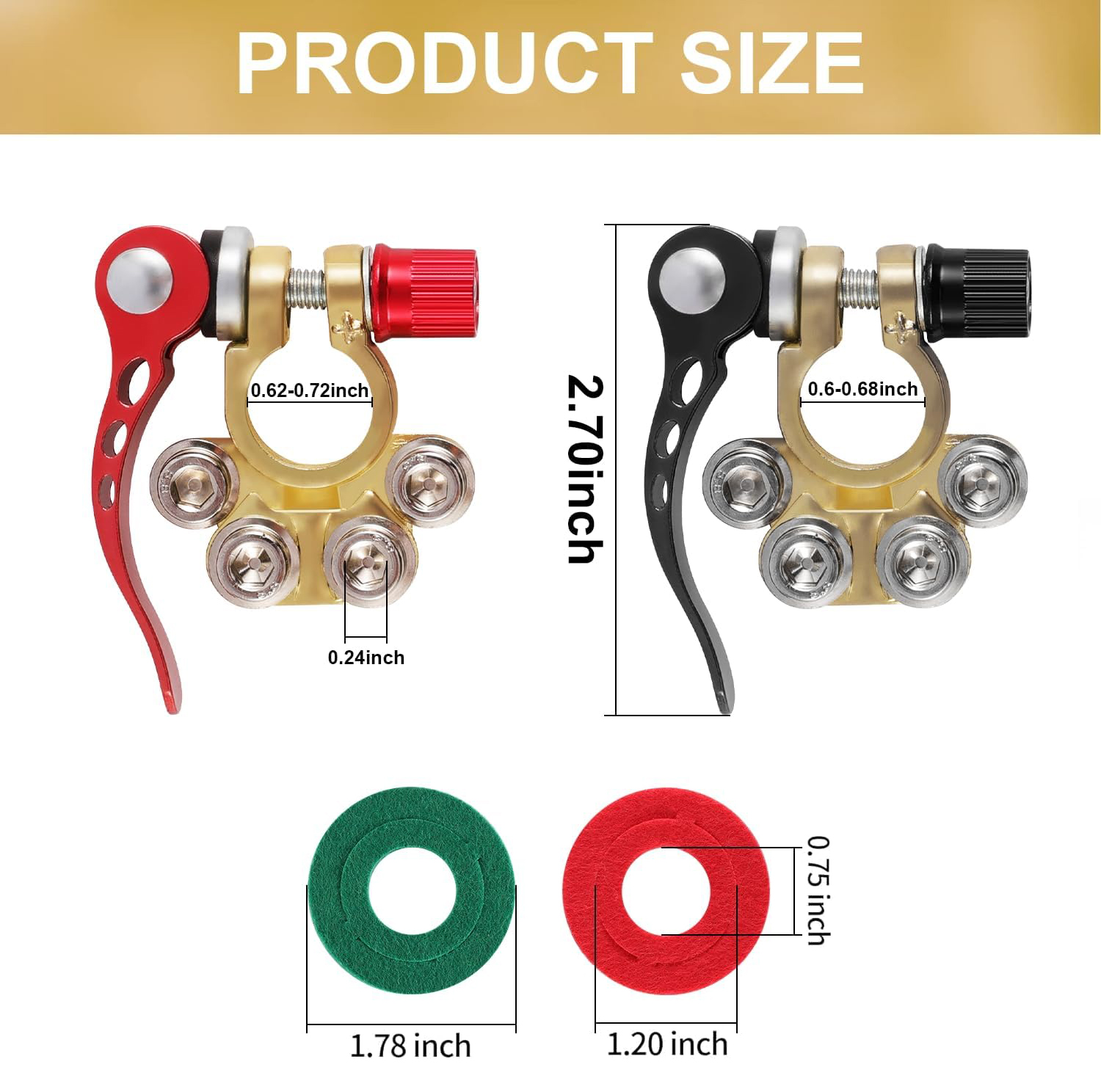 Car Battery Terminal Connector, 4 Way Positive and Negative Pole Quick ...