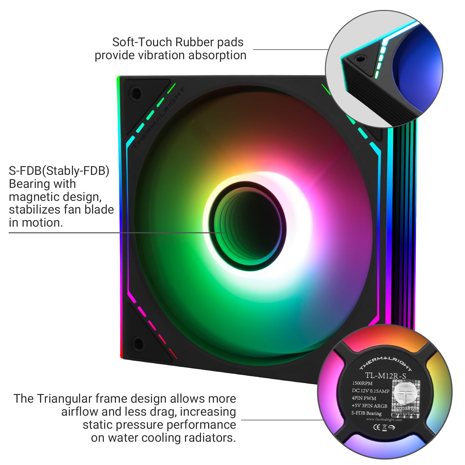 Thermalright TL-M12R Reverse fan ARGB Case Fan 120mm with ARGB Mirror ...