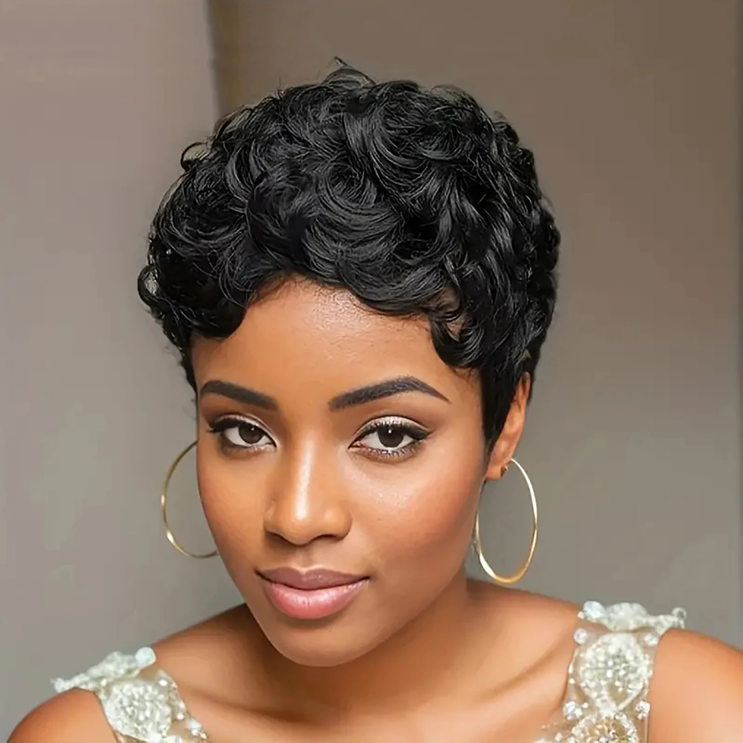Short Pixie Wigs for Black Women Auburn Pixie Cut Wigs with Bangs Short Curly Wig for Black ...