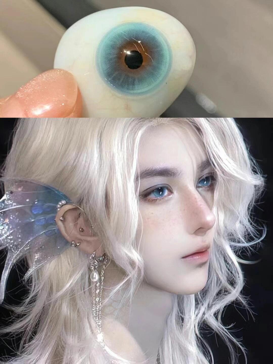 2Pcs Contact Lenses Blue Chameleon Lens 14.5mm KSSEYE 1 Day use WT: 55% ...