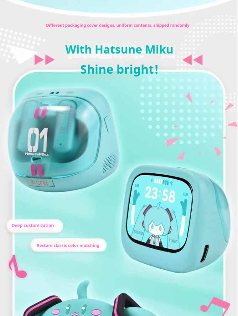 BilibiliGoods Hatsune Miku CUBE FACE LCD Touch Screen Real Wireless Bluetooth earphones | Shopee ...