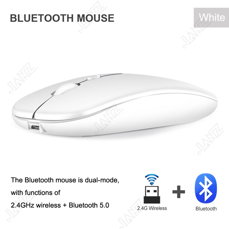 Dual Mode Wireless Mouse Bluetooth 5.0 2.4GHz Rechargeable Ultra Silent ...