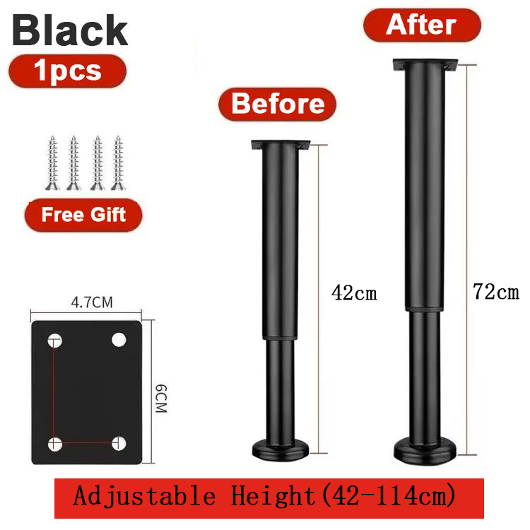 42/72cm Adjustable Metal Table Leg kaki meja Bed Leg Support kaki sofa ...