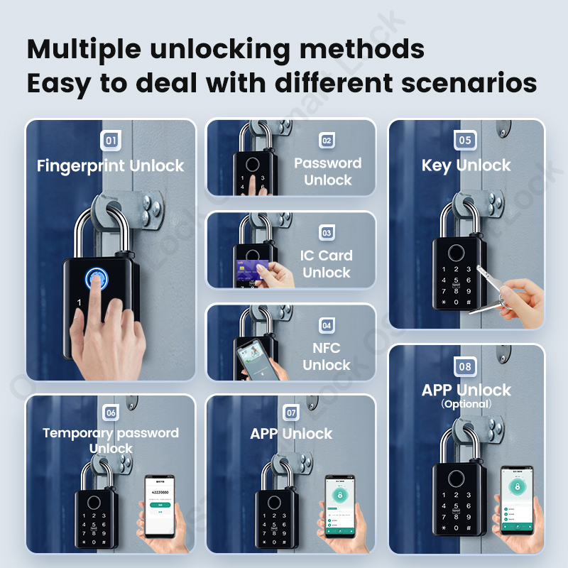 OUSHITE Waterproof Smart Fingerprint Padlock Heavy Duty Digital Gate ...