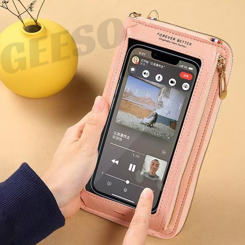 GEESO Touch Screen Mobile Phone Bag Shoulder Transparent Mini Wallet ...