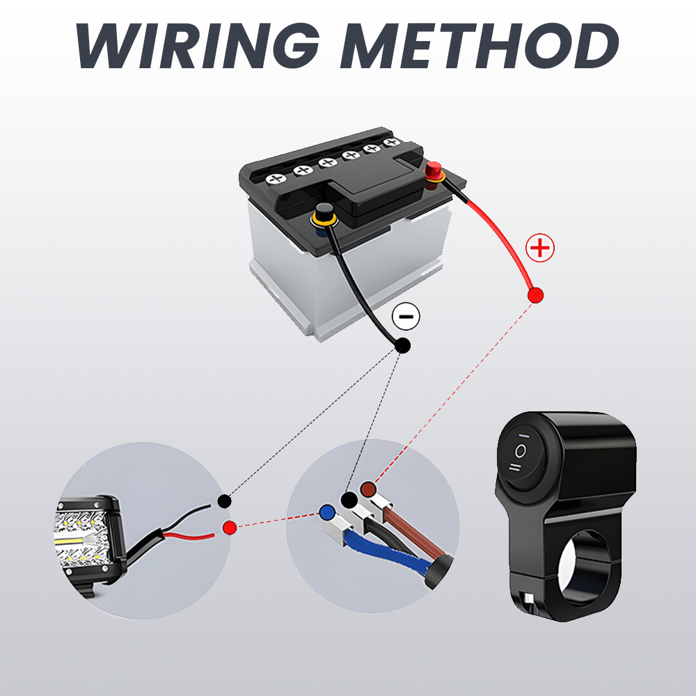Universal Motorcycle 3 Way Switch ON OFF Mini Driving Light Switch With ...