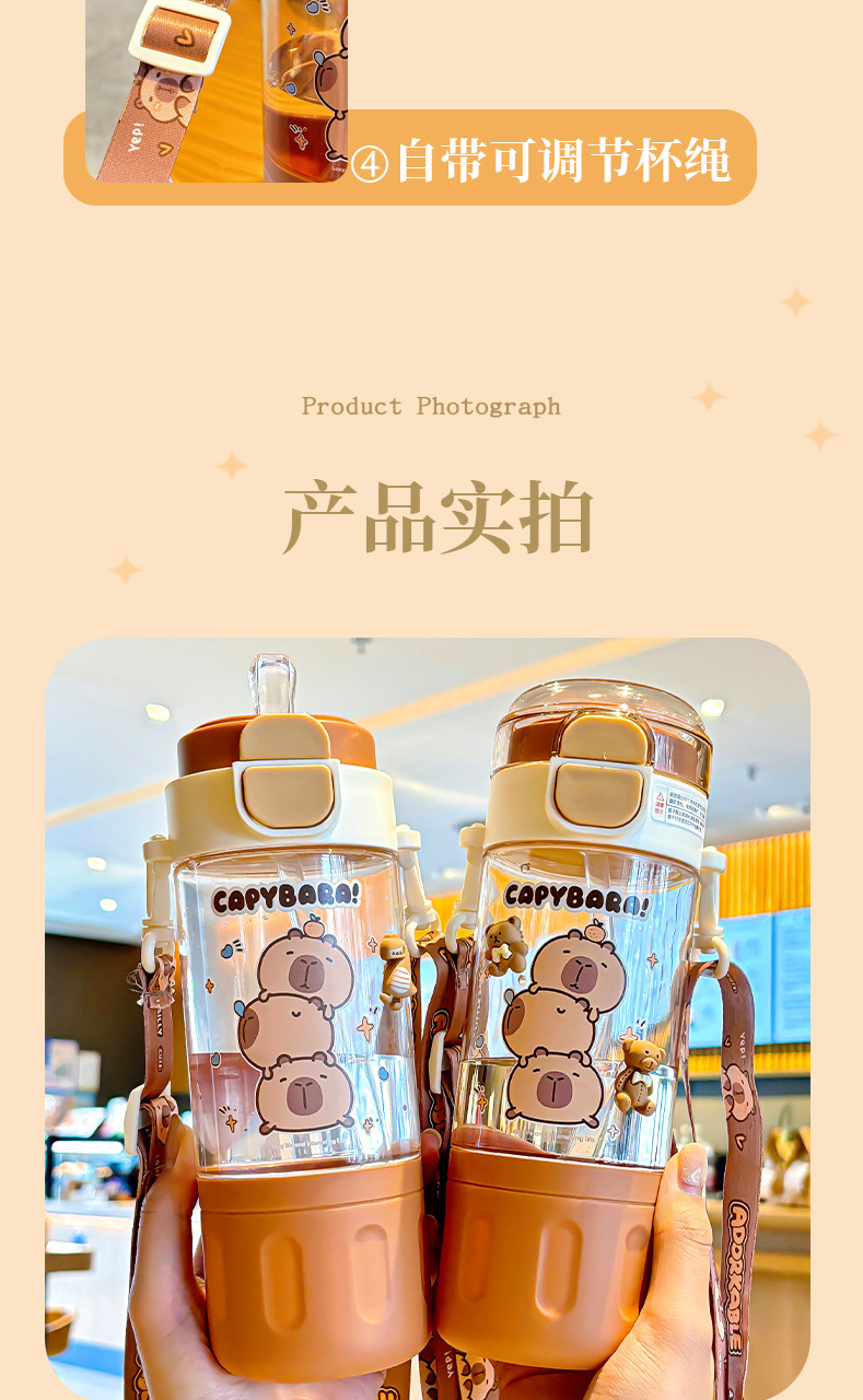 capybara botol air 580ml didatangkan dengan straw selamat dan penutup ...