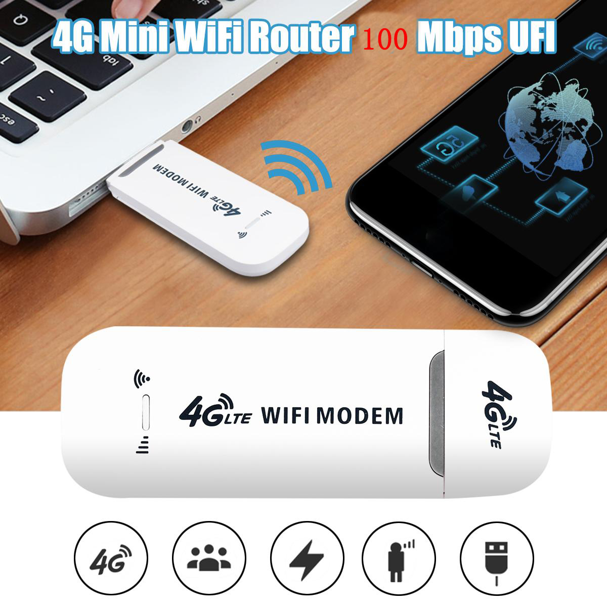 4G LTE Wireless Router USB Dongle 150Mbps Modem Stick Mobile Broadband ...