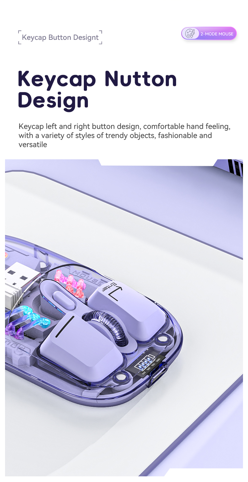 Transparent Dual-mode Wireless Mouse Built-in 400mAh Lithium RGB ...