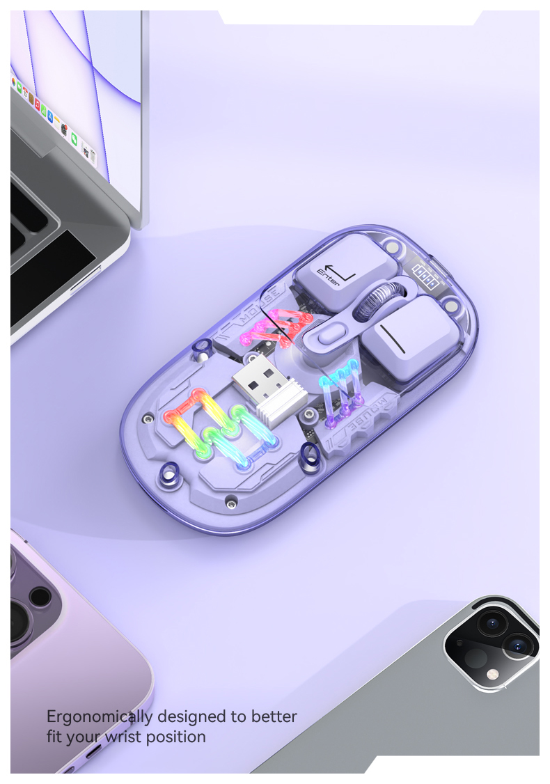 Transparent Dual-mode Wireless Mouse Built-in 400mAh Lithium RGB ...