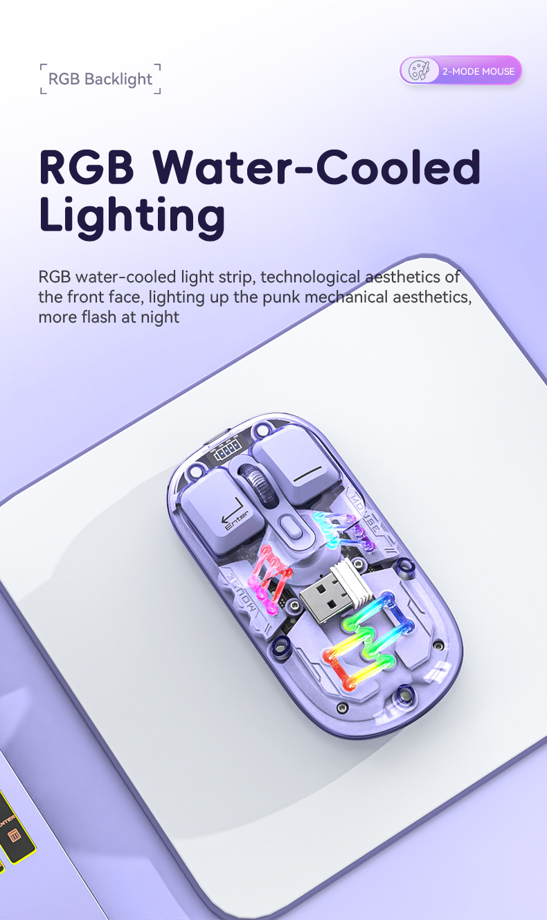 Transparent Dual-mode Wireless Mouse Built-in 400mAh Lithium RGB ...